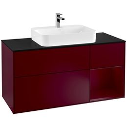 Villeroy & Boch Villeroy und Boch Finion Waschtischunterschrank G422HBHB 120cm, Abdeckplatte black matt, Emotion, Regal rechts Peony matt, Peony Matt