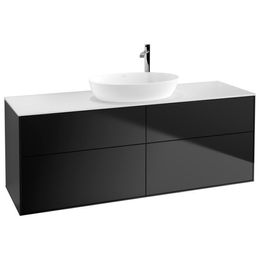 Villeroy & Boch Villeroy und Boch Finion Waschtischunterschrank F97100PD 160x60,3cm, Abdeckplatte white matt, Black matt lacquer