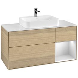 Villeroy & Boch Villeroy und Boch Finion Waschtischunterschrank G421MTPC 120cm, Abdeckplatte white matt, Emotion, Regal rechts White matt, Oak Veneer