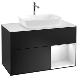 Villeroy & Boch Villeroy und Boch Finion Waschtischunterschrank G781MTPD 100cm, Abdeckplatte white matt, Emotion, Regale White matt lacquer, Black matt lacquer