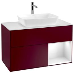 Villeroy & Boch Villeroy und Boch Finion Waschtischunterschrank G781GFHB 100cm, Abdeckplatte white matt, Emotion, Regale Glossy white lacquer, Peony Matt