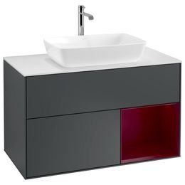 Villeroy & Boch Villeroy und Boch Finion Waschtischunterschrank G781HBHG 100cm, Abdeckplatte white matt, Emotion, Regale Peony matt lacquer, Midnight Blue Matt Lacquer