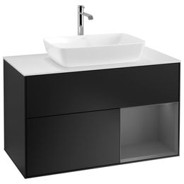 Villeroy & Boch Villeroy und Boch Finion Waschtischunterschrank G781GKPD 100cm, Abdeckplatte white matt, Emotion, Regale Anthracite matt lacquer, Black matt lacquer