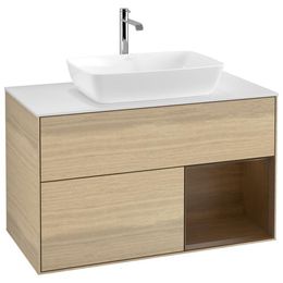 Villeroy & Boch Villeroy und Boch Finion Waschtischunterschrank G781GNPC 100cm, Abdeckplatte white matt, Emotion, Regale Walnut Veneer, Oak Veneer