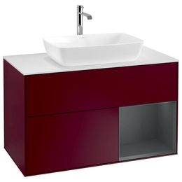 Villeroy & Boch Villeroy und Boch Finion Waschtischunterschrank G781HGHB 100cm, Abdeckplatte white matt, Emotion, Regale Midnight matt lacquer, Peony Matt