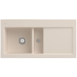 Villeroy & Boch Villeroy und Boch Subway 60 Einbausp&uuml;le 677001FU links, mit Ablaufgarnitur, Handbet&auml;tigung, 1000 x 510 mm, ivory CeramicPlus