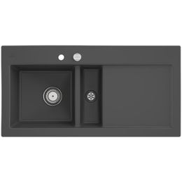 Villeroy & Boch Villeroy und Boch Subway 60 Einbausp&uuml;le 677002i4 links, mit Ablaufgarnitur, Excenterbet&auml;tigung, 1000 x 510 mm, graphit CeramicPlus
