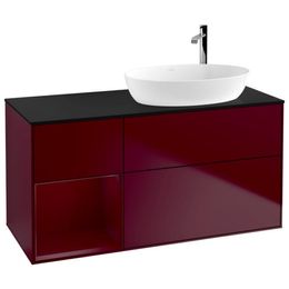 Villeroy & Boch Villeroy und Boch Finion Waschtischunterschrank F922HBHB 120cm, Abdeckplatte black matt, Regale Peony matt lacquer, Peony Matt