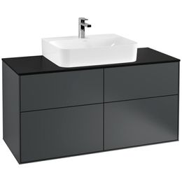 Villeroy & Boch Villeroy und Boch Finion Waschtischunterschrank F13200HG 120x60,3cm, Abdeckplatte black matt, Midnight Blue Matt Lacquer