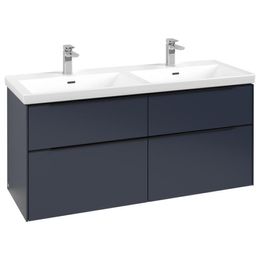 Villeroy & Boch Villeroy und Boch Subway 3.0 Waschtisch-Unterschrank C568L1VQ 127,2x56,6x47,8cm, mit LED/Griff Volcano black, marine blue