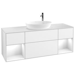 Villeroy & Boch Villeroy und Boch Finion Waschtischunterschrank G981GFGF 160cm, Abdeckplatte white matt, Emotion, Regale Glossy white lacquer, Glossy white lacquer