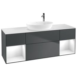 Villeroy & Boch Villeroy und Boch Finion Waschtischunterschrank G981GFHG 160cm, Abdeckplatte white matt, Emotion, Regale Glossy white lacquer, Midnight Blue Matt Lacquer