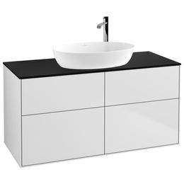 Villeroy & Boch Villeroy und Boch Finion Waschtischunterschrank F91200MT 120x60,3cm, Abdeckplatte black matt, White matt lacquer