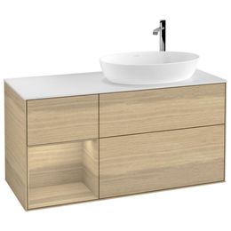 Villeroy & Boch Villeroy und Boch Finion Waschtischunterschrank F921PCPC 120cm, Abdeckplatte white matt, Regale Oak Veneer, Oak Veneer