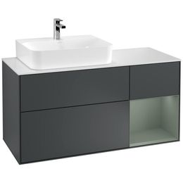 Villeroy & Boch Villeroy und Boch Finion Waschtischunterschrank G151GMHG 120cm, Abdeckplatte white matt, Emotion, Regal links Olive Matt Lacquer, Midnight Blue Matt Lacquer