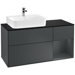 Villeroy & Boch Villeroy und Boch Finion Waschtischunterschrank G152HGHG 120cm, Abdeckplatte black matt, Emotion, Regal links Midnight Blue Matt Lacquer, Midnight Blue Matt Lacquer