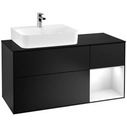 Villeroy & Boch Villeroy und Boch Finion Waschtischunterschrank G152GFPD 120cm, Abdeckplatte black matt, Emotion, Regal links Glossy white lacquer, Black matt lacquer