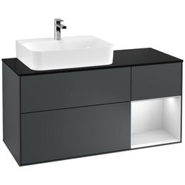 Villeroy & Boch Villeroy und Boch Finion Waschtischunterschrank G152MTHG 120cm, Abdeckplatte black matt, Emotion, Regal links White matt lacquer, Midnight Blue Matt Lacquer