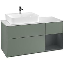 Villeroy & Boch Villeroy und Boch Finion Waschtischunterschrank F151HGGM 120cm, Abdeckplatte white matt, Regal rechts Midnight Blue Matt Lacquer, Olive Matt Lacquer
