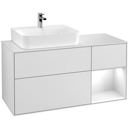 Villeroy & Boch Villeroy und Boch Finion Waschtischunterschrank F151GFMT 120cm, Abdeckplatte white matt, Regal rechts Glossy white lacquer, White matt lacquer