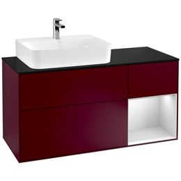 Villeroy & Boch Villeroy und Boch Finion Waschtischunterschrank F152MTHB 120cm, Abdeckplatte black matt, Regal rechts White matt lacquer, Peony Matt