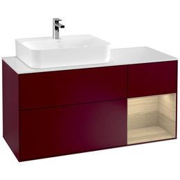 Villeroy & Boch Villeroy und Boch Finion Waschtischunterschrank F151PCHB 120cm, Abdeckplatte white matt, Regal rechts Oak Veneer, Peony Matt