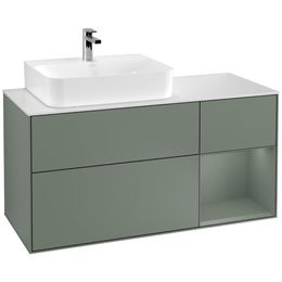 Villeroy & Boch Villeroy und Boch Finion Waschtischunterschrank F151GMGM 120cm, Abdeckplatte white matt, Regal rechts Olive Matt Lacquer, Olive Matt Lacquer