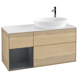 Villeroy & Boch Villeroy und Boch Finion Waschtischunterschrank G921HGPC 120cm, Abdeckplatte white matt, Emotion, Regale Midnight matt lacquer, Oak Veneer