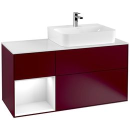 Villeroy & Boch Villeroy und Boch Finion Waschtischunterschrank G141GFHB 120cm, Abdeckplatte white matt, Emotion, Regal links Glossy white lacquer, Peony Matt
