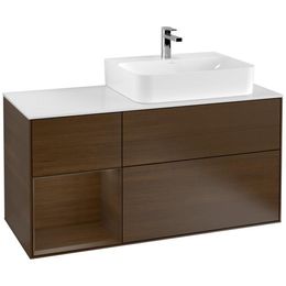 Villeroy & Boch Villeroy und Boch Finion Waschtischunterschrank G141GNGN 120cm, Abdeckplatte white matt, Emotion, Regal links Walnut veneer, Walnut veneer
