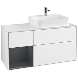 Villeroy & Boch Villeroy und Boch Finion Waschtischunterschrank G141HGGF 120cm, Abdeckplatte white matt, Emotion, Regal links Midnight Blue Matt Lacquer, Glossy white lacquer