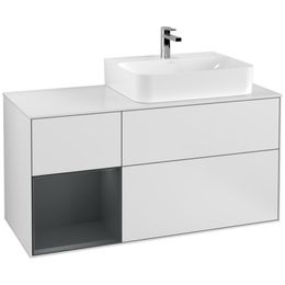 Villeroy & Boch Villeroy und Boch Finion Waschtischunterschrank G141HGMT 120cm, Abdeckplatte white matt, Emotion, Regal links Midnight Blue Matt Lacquer, White matt lacquer