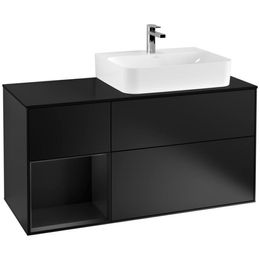 Villeroy & Boch Villeroy und Boch Finion Waschtischunterschrank G142PDPD 120cm, Abdeckplatte black matt, Emotion, Regal links Black matt lacquer, Black matt lacquer