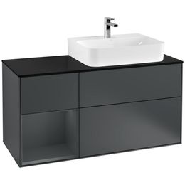 Villeroy & Boch Villeroy und Boch Finion Waschtischunterschrank G142HGHG 120cm, Abdeckplatte black matt, Emotion, Regal links Midnight Blue Matt Lacquer, Midnight Blue Matt Lacquer