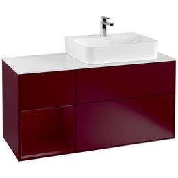 Villeroy & Boch Villeroy und Boch Finion Waschtischunterschrank F141HBHB 120cm, Abdeckplatte glass white Matt, Regal links Peony, Peony Matt