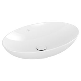 Villeroy & Boch Villeroy und Boch Loop & friends Aufsatz-Waschtisch 4A4800R1 62x42cm, oval, ohne Hahnlochbank, mit &Uuml;berlauf, wei&szlig; C-plus