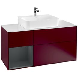 Villeroy & Boch Villeroy und Boch Finion Waschtischunterschrank G161HGHB 120cm, Abdeckplatte white matt, Emotion, Regal links Midnight Blue Matt Lacquer, Peony Matt