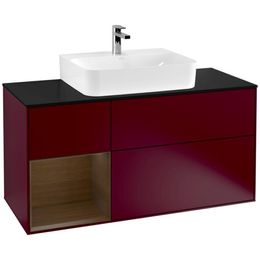 Villeroy & Boch Villeroy und Boch Finion Waschtischunterschrank G162GNHB 120cm, Abdeckplatte black matt, Emotion, Regal links Walnut veneer, Peony Matt