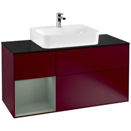 Villeroy & Boch Villeroy und Boch Finion Waschtischunterschrank G162GMHB 120cm, Abdeckplatte black matt, Emotion, Regal links Olive Matt Lacquer, Peony Matt