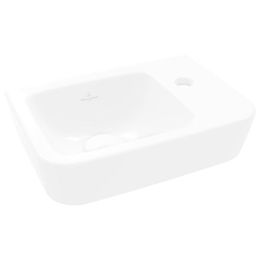 Villeroy & Boch Villeroy und Boch O.novo Handwaschbecken 43433701 36x25cm, eckig, Becken links, mit Hahnloch, ohne &Uuml;berlauf, wei&szlig;