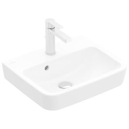 Villeroy & Boch Villeroy und Boch O.novo Handwaschbecken 434452R1 50x37cm, eckig, ohne Hahnloch, mit &Uuml;berlauf, wei&szlig; C-plus