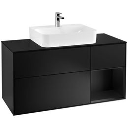 Villeroy & Boch Villeroy und Boch Finion Waschtischunterschrank F172PDPD 120cm, Abdeckplatte black matt, Regal rechts Black matt lacquer, Black matt lacquer