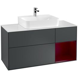 Villeroy & Boch Villeroy und Boch Finion Waschtischunterschrank F171HBHG 120cm, Abdeckplatte white matt, Regal rechts Peony, Midnight Blue Matt Lacquer
