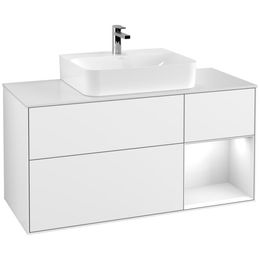 Villeroy & Boch Villeroy und Boch Finion Waschtischunterschrank G171GFGF 120cm, Abdeckplatte white matt, Emotion, Regal rechts Glossy white lacquer, Glossy white lacquer