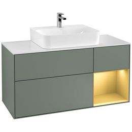 Villeroy & Boch Villeroy und Boch Finion Waschtischunterschrank G171HFGM 120cm, Abdeckplatte white matt, Emotion, Regal rechts Gold matt, Olive Matt Lacquer