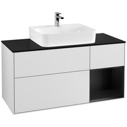 Villeroy & Boch Villeroy und Boch Finion Waschtischunterschrank G172PDMT 120cm, Abdeckplatte black matt, Emotion, Regal rechts Black matt lacquer, White matt lacquer