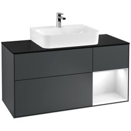 Villeroy & Boch Villeroy und Boch Finion Waschtischunterschrank G172GFHG 120cm, Abdeckplatte black matt, Emotion, Regal rechts Glossy white lacquer, Midnight Blue Matt Lacquer