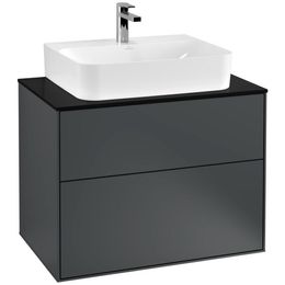 Villeroy & Boch Villeroy und Boch Finion Waschtischunterschrank F09200HG 80x60,3x50,1cm, Abdeckplatte black matt, Midnight Blue Matt Lacquer