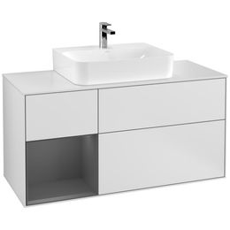 Villeroy & Boch Villeroy und Boch Finion Waschtischunterschrank F161GKMT 120cm, Abdeckplatte white matt, Regal links Anthracite matt, White matt lacquer