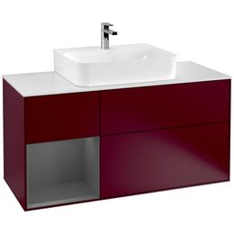 Villeroy & Boch Villeroy und Boch Finion Waschtischunterschrank F161GKHB 120cm, Abdeckplatte white matt, Regal links Anthracite matt, Peony Matt